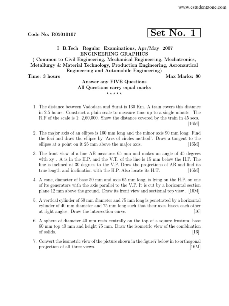 Engineering Graphics Exam Papers | PDF | Ellipse | Perspective (Graphical)