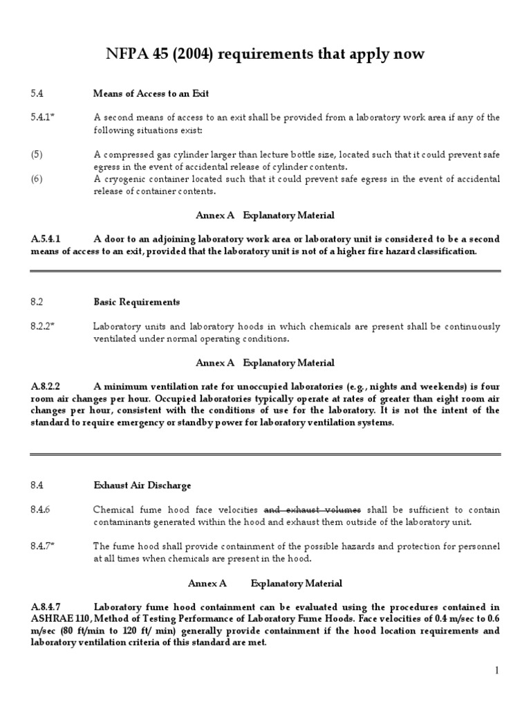 NFPA 45 (2004) Requirements That Apply Now | PDF | Fire Sprinkler ...