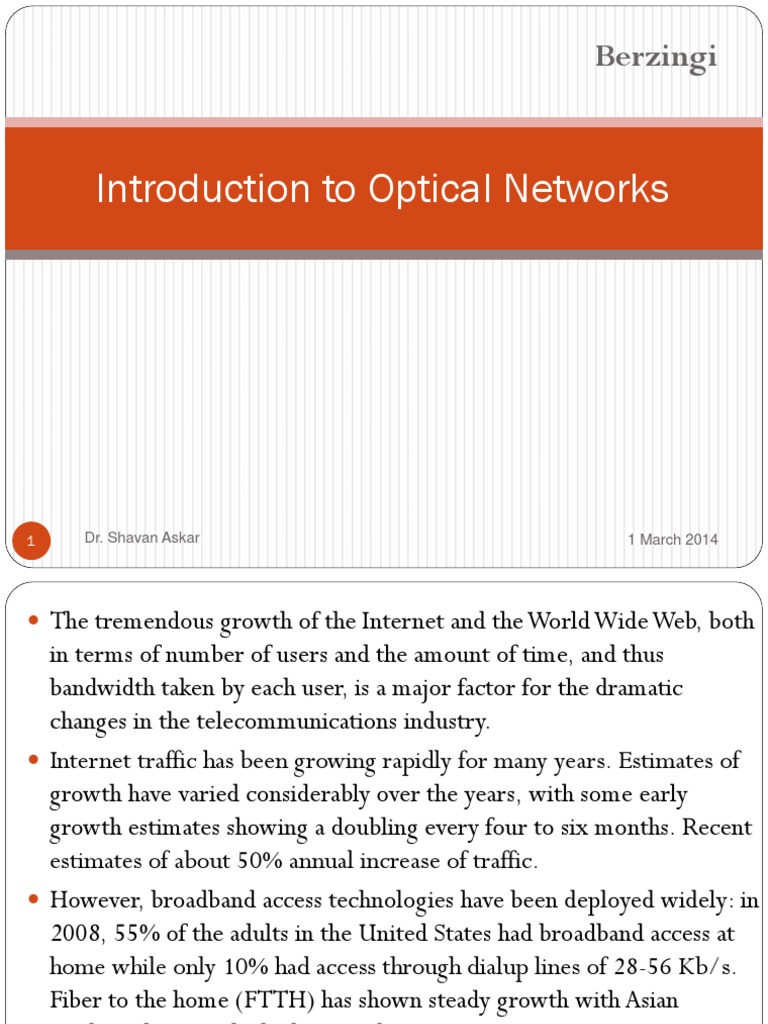 1st Lec - Introduction To Optical Networks | PDF | Network Topology ...