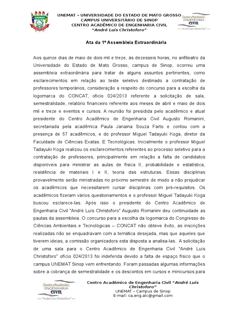 Modelo Ata Completo | Engenharia | Science