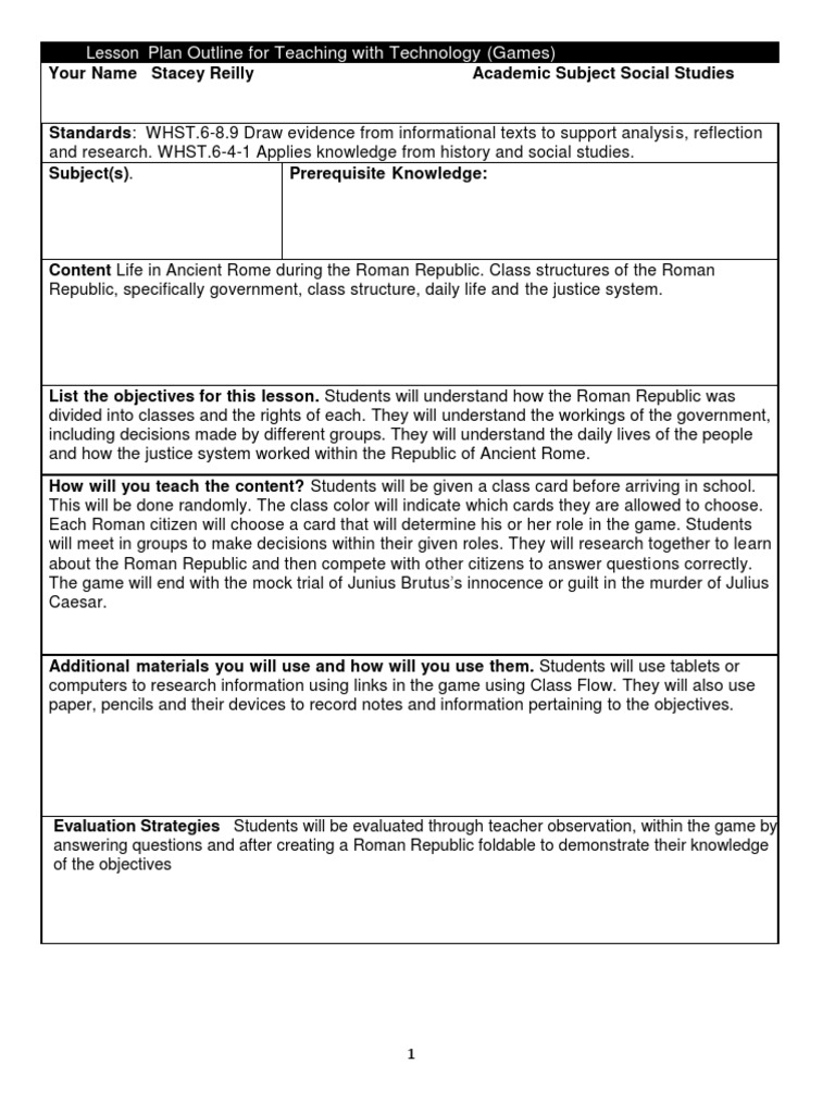 Roman Republic Interactive Lesson Plan | PDF