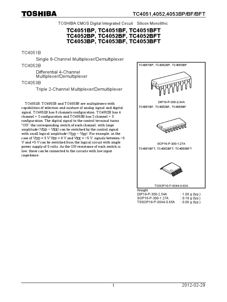TC4051BP, TC4051BF, TC4051BFT TC4052BP, TC4052BF, TC4052BFT TC4053BP ...