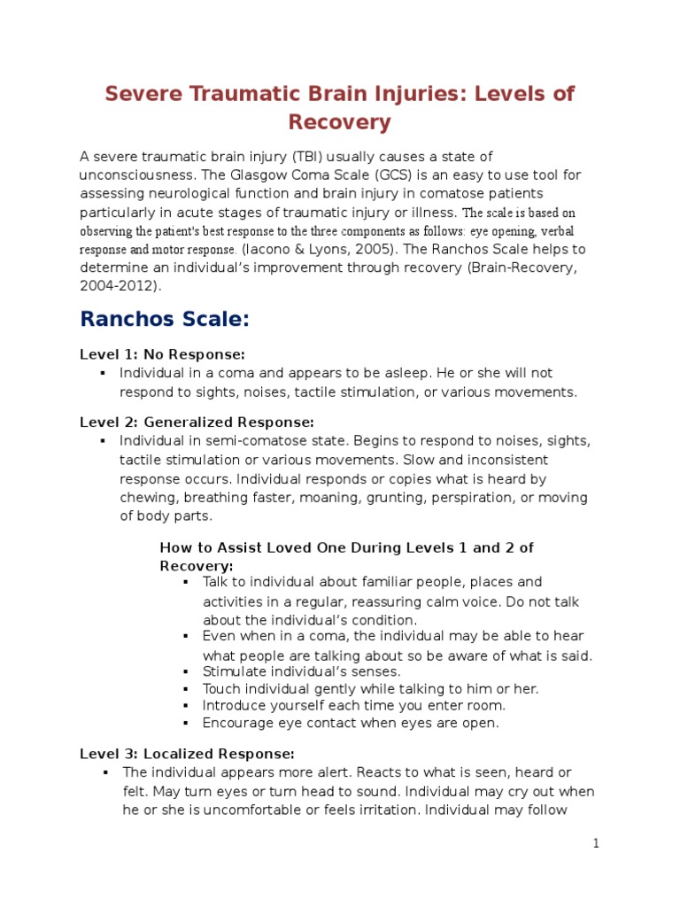TBI Recovery Stages and Support Guide | PDF | Coma | Traumatic Brain Injury