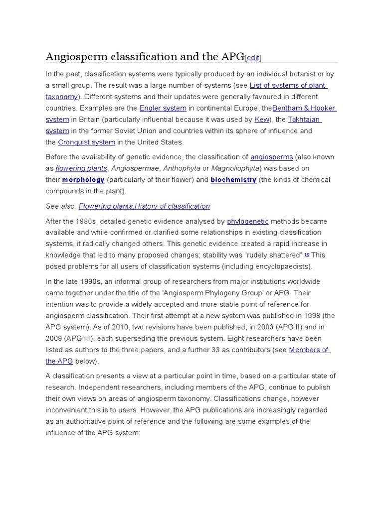 Angiosperm Classification and The APG | PDF | Scientific Classification ...