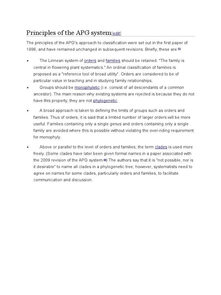 Principles of APG Classification System | PDF | Science & Mathematics