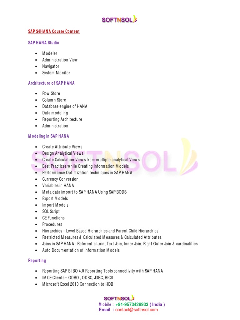 Sap S4hana Online Training - Sap S4hana Course Training | Download Free ...