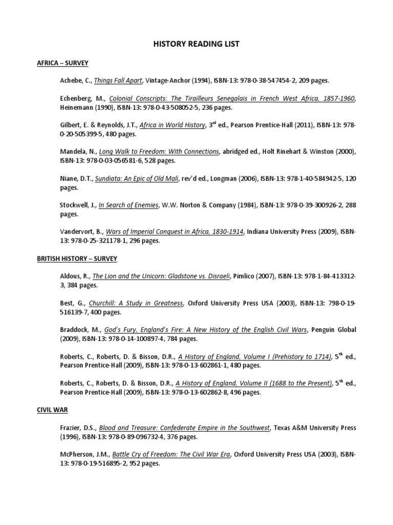 History Reading List | Download Free PDF | Soviet Union | World Politics