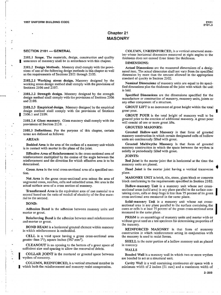 UBC 1997 UBC Code Structural - Masonry | PDF