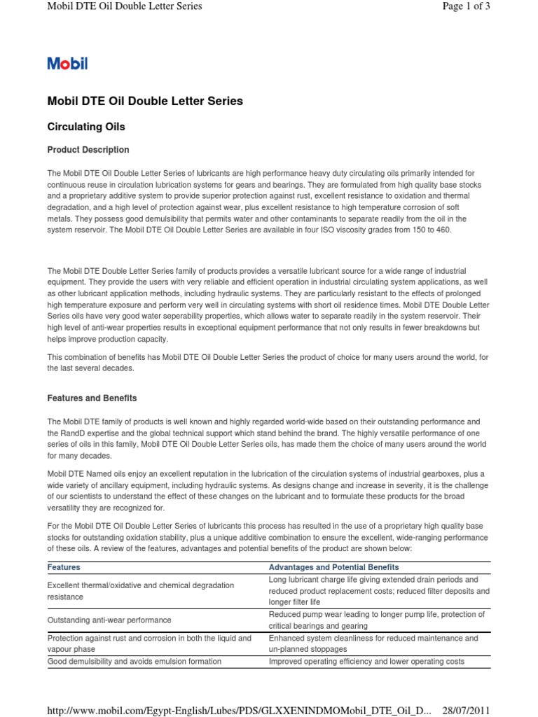 Mobil DTE Oil Double Letter Series | Lubricant | Exxon Mobil