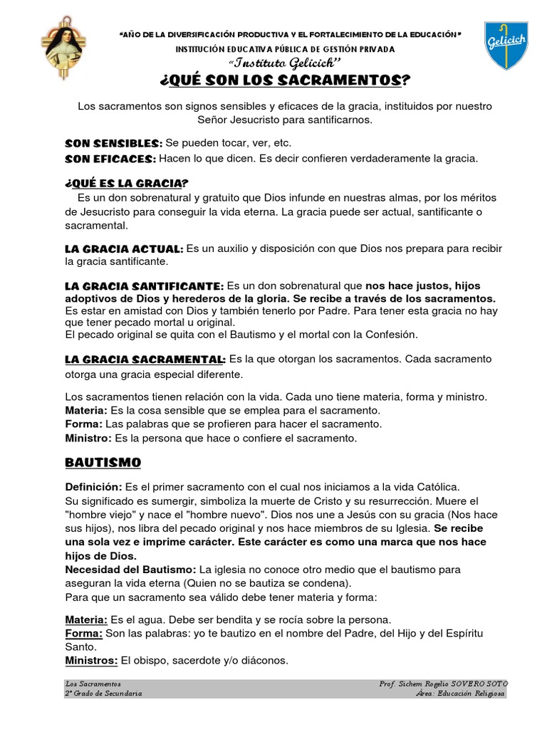 Qué Son Los Sacramentos - Clase 6 Semana | PDF | Penitencia | Bautismo