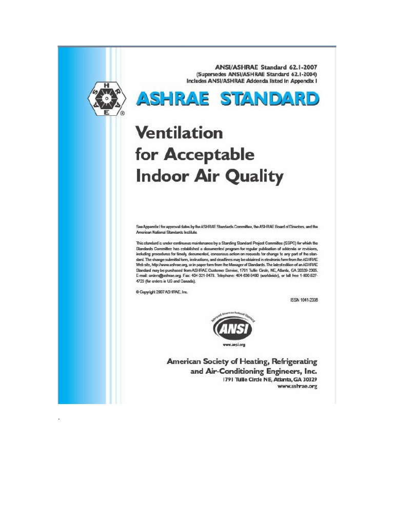 Ashrae Ventilation 62.1 2007 | PDF