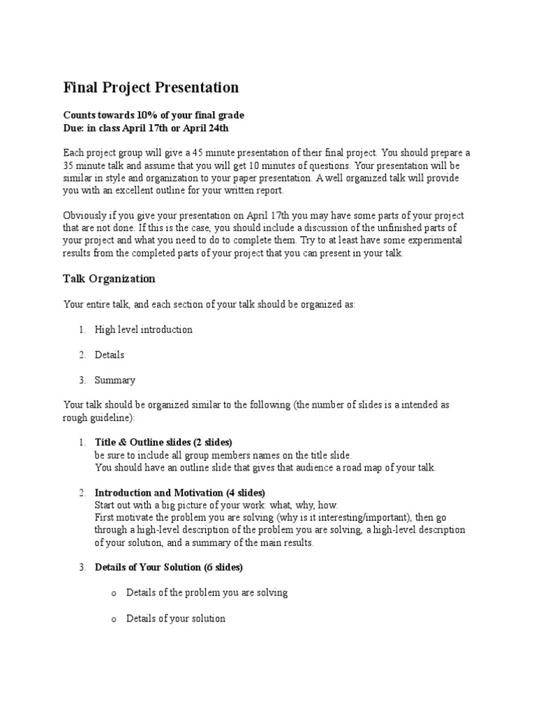 Final Project Presentation Guidelines | PDF | Algorithms | Experiment
