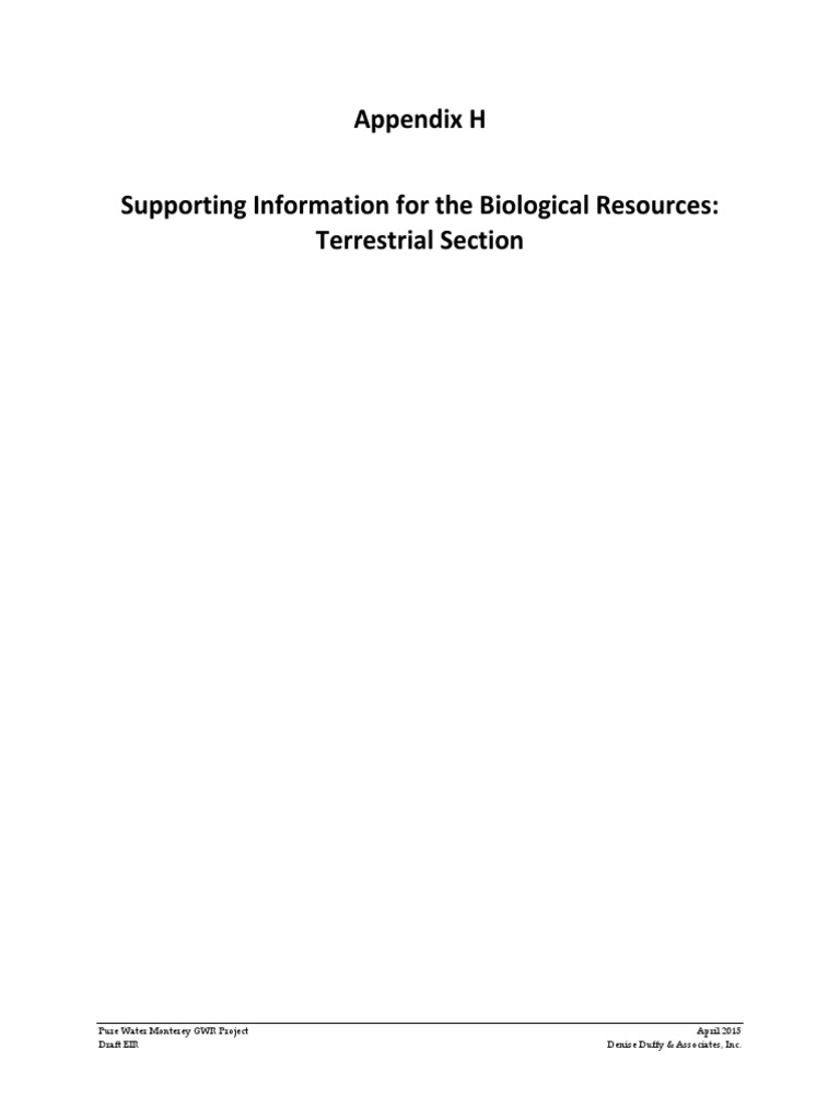 DEIR Appendix H | PDF | Habitat | Organisms