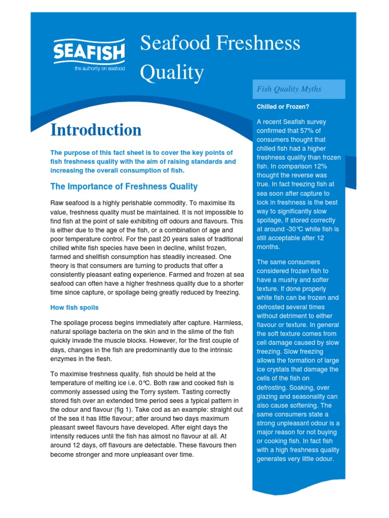 SeafishFactSheet SeafoodFreshnessQuality 201101 | PDF | Seafood | Food ...
