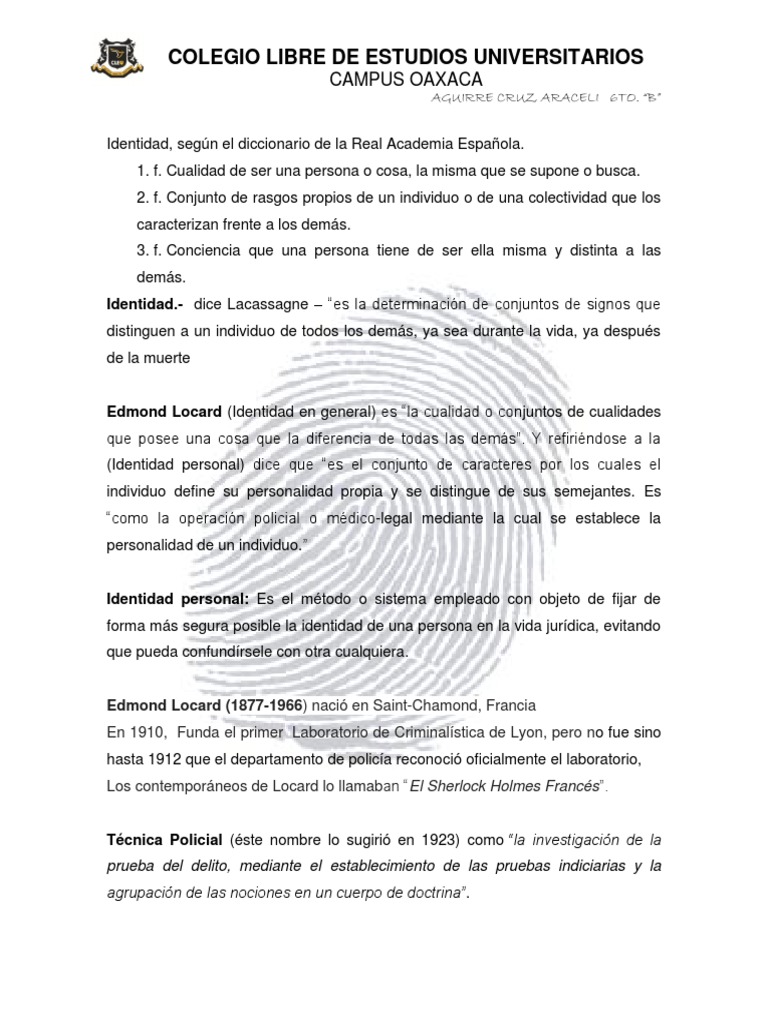 RESUMEN Edmond Locard | PDF | Policía | Science