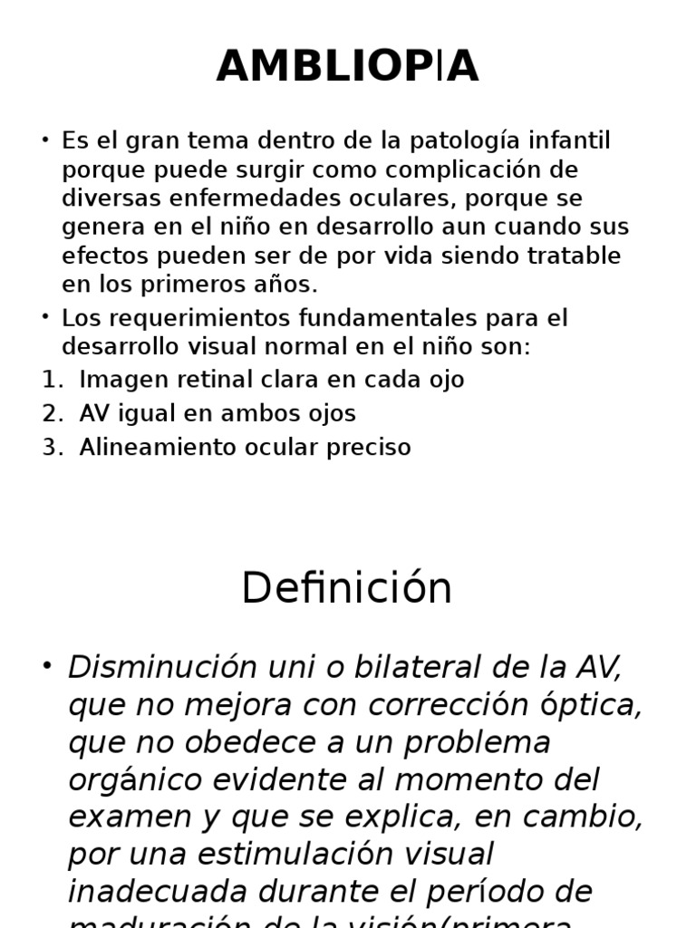 Ambliopia | PDF | Ojo humano | Especialidades Medicas