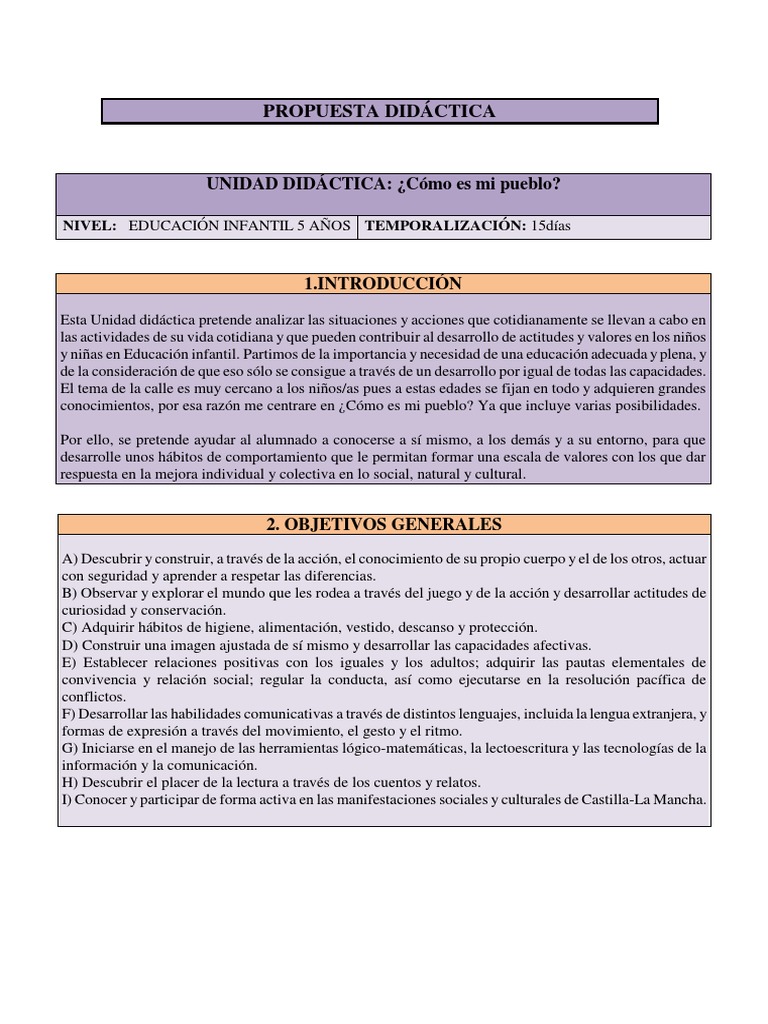 Unidad Didáctica: Conociendo Mi Pueblo | PDF | Adultos | Aprendizaje