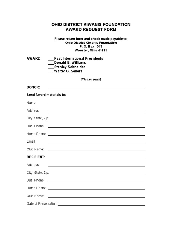 Award Request Form | PDF
