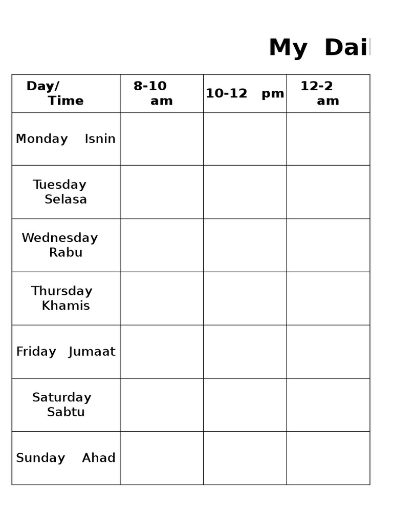Daily Time Table Overview | PDF