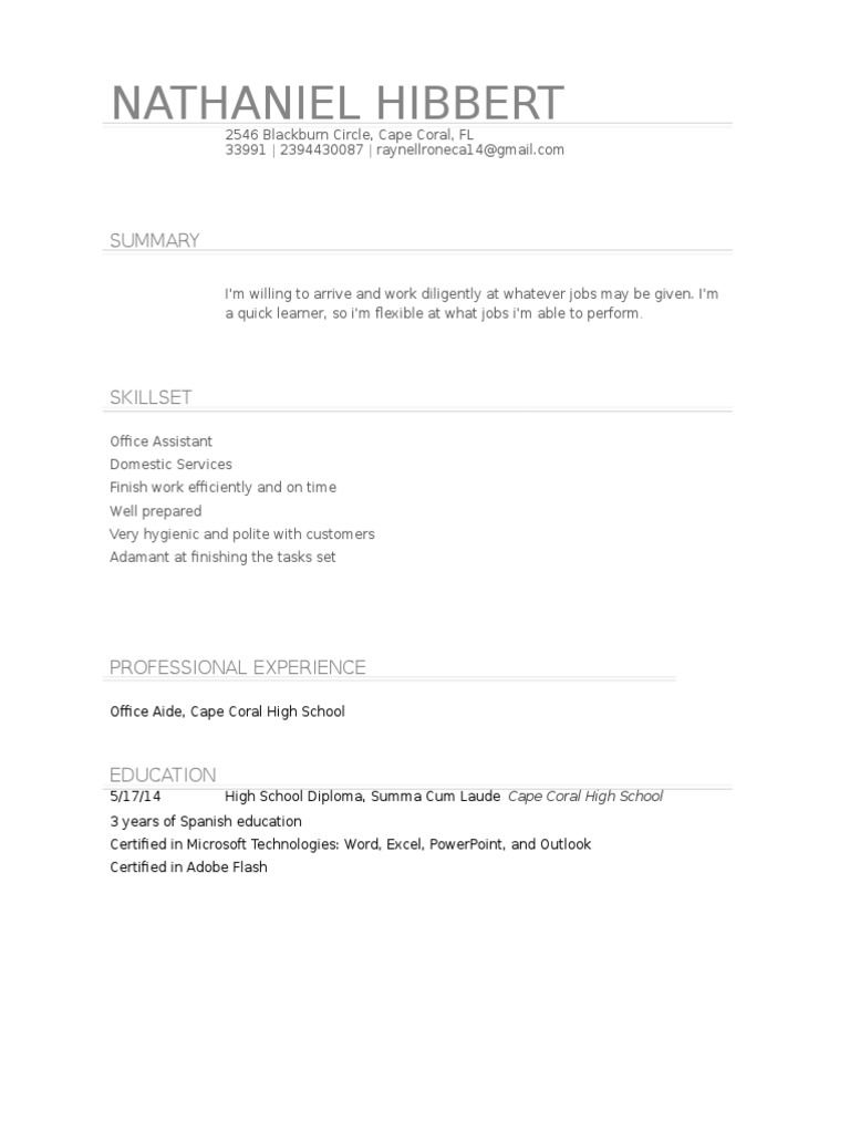 Entry-Level Job Seeker Profile | PDF