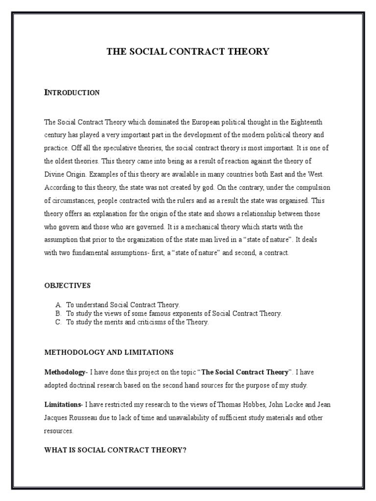 social contract theory | Social Contract | Natural And Legal Rights