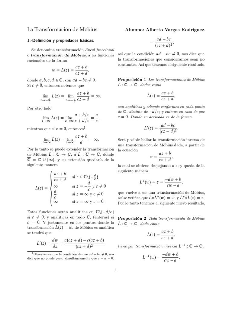 Transformación de Möbius | PDF | infinito | Geometria plana)