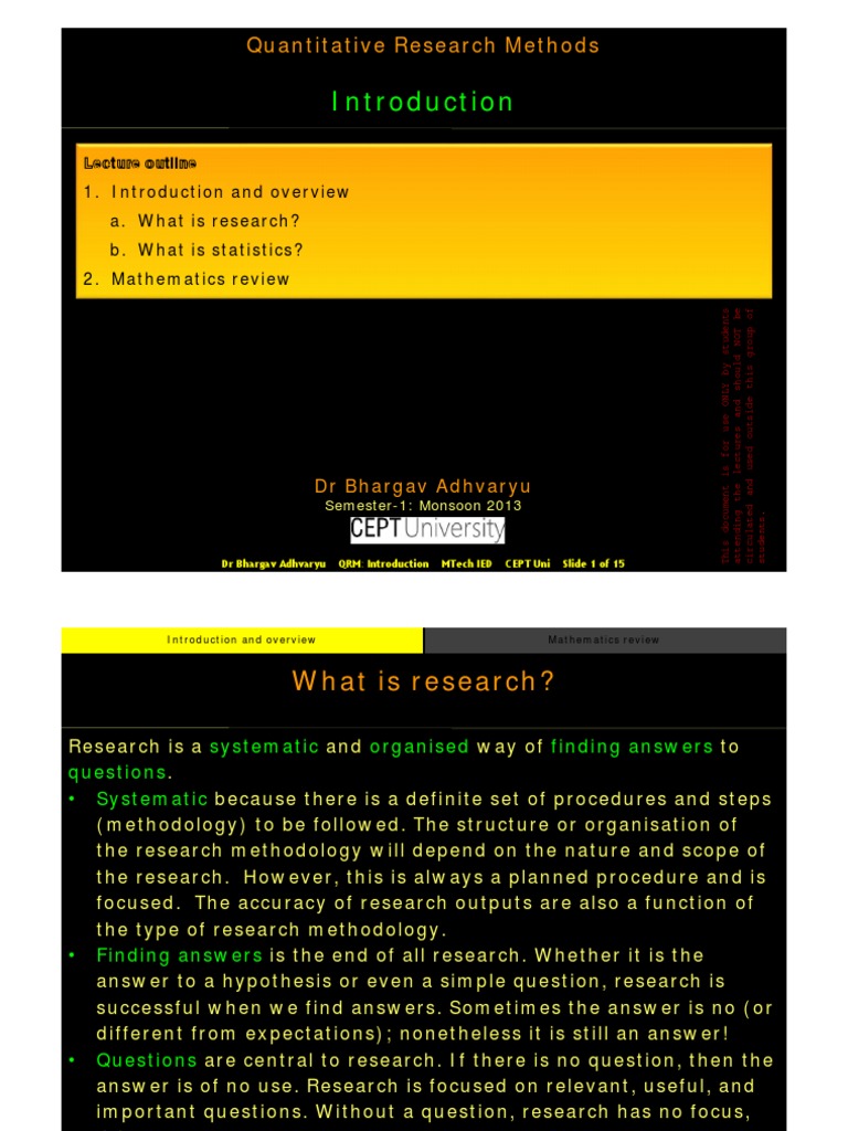 QRM 00 Introduction | PDF | Qualitative Research | Statistics