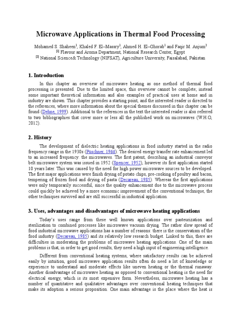 Microwave Applications in Thermal Food Processing | PDF | Baking ...