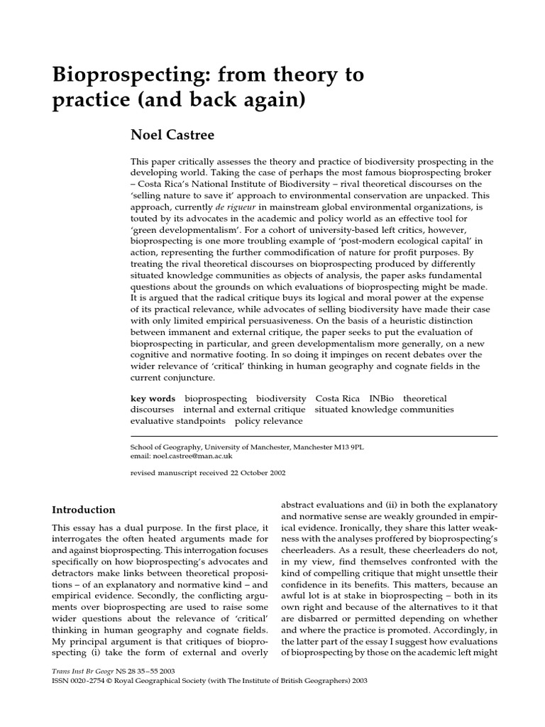 Bioprospecting 1 | PDF | Biodiversity | Science