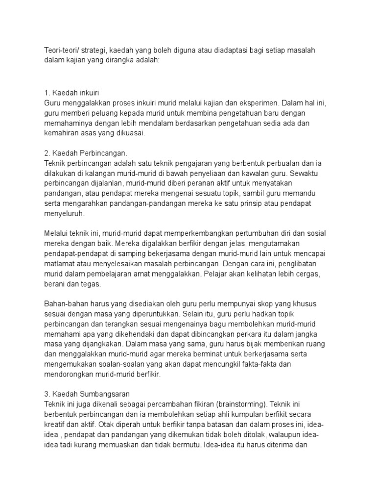 Teori-Teori, Strategi, Kaedah | PDF