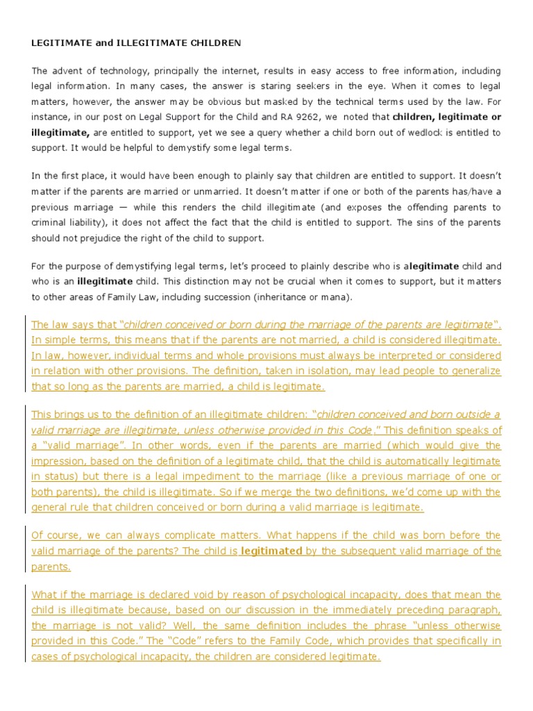 Legitimate and Illegitimate Children | Download Free PDF | Legitimacy ...