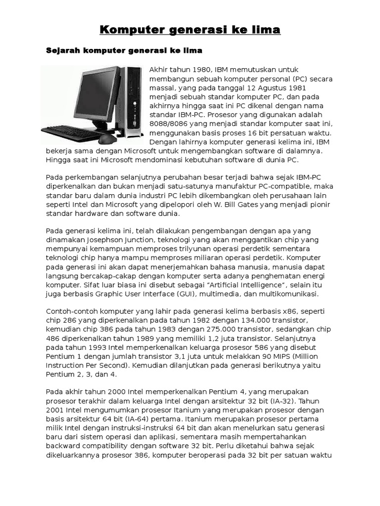 Komputer Generasi Ke Lima | PDF