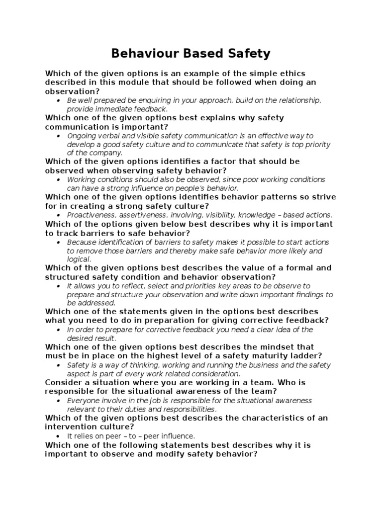 Behaviour Based Safety | PDF | Situation Awareness | Risk