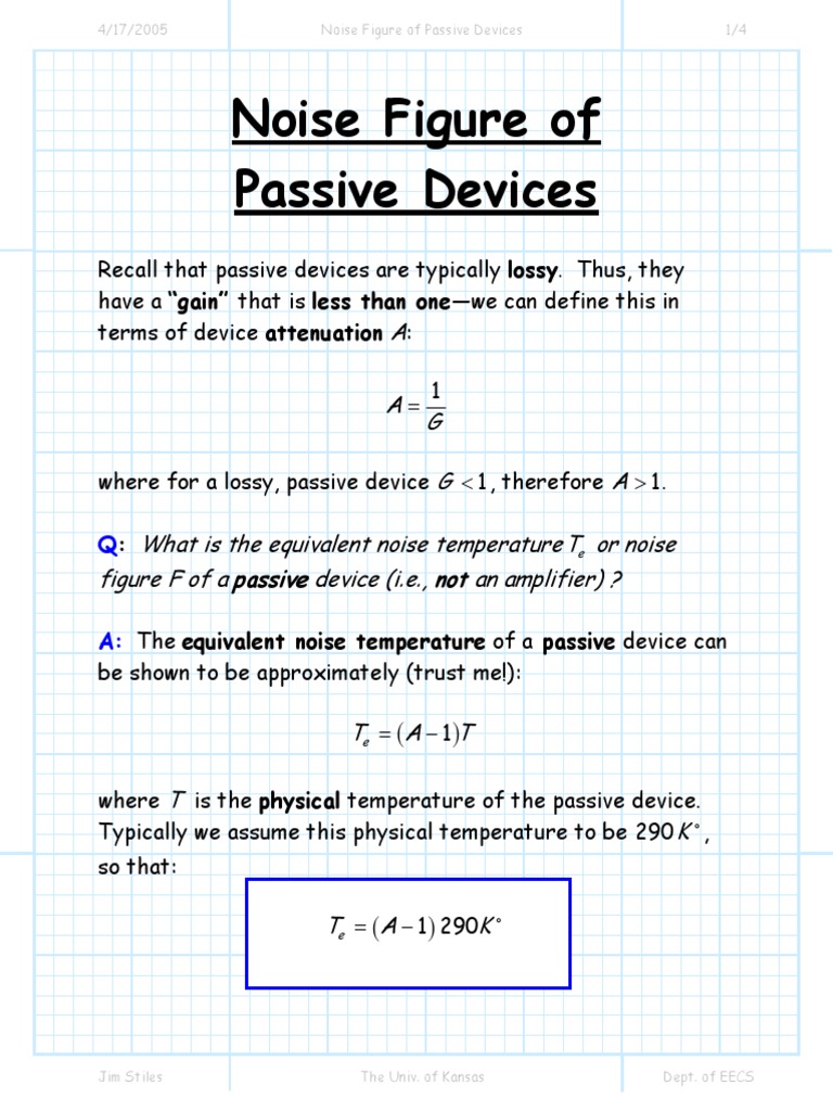 Noise Figure of Passive Devices | PDF | Signal Processing | Telecommunications Engineering