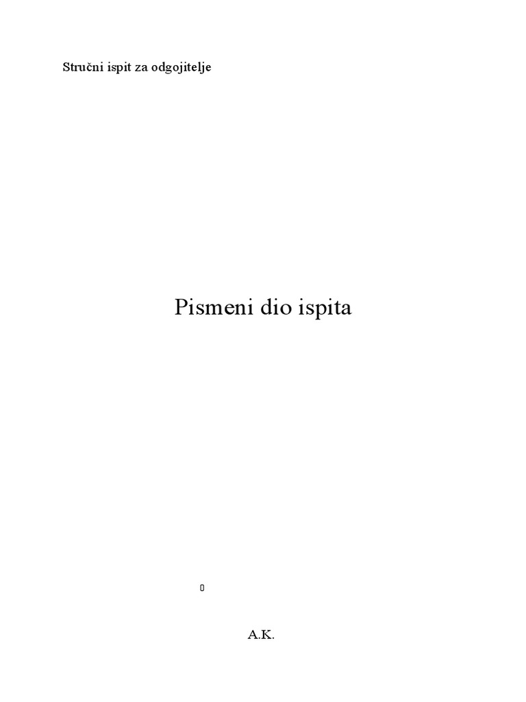 Stučni Ispit Odgojitelja Usmeni | PDF