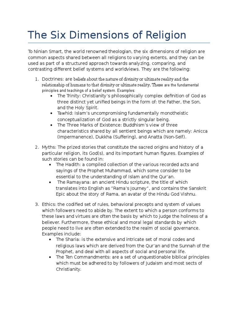 The Six Dimensions of Religion | PDF | Dukkha | Sharia