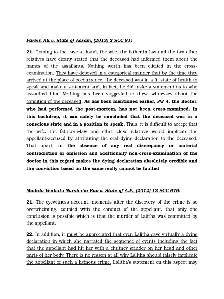 Dying Declaration | Witness | Evidence (Law)