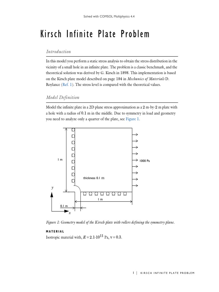 Comsol - Kirsch Hole in A Plate Simulation | PDF | Linear Elasticity ...