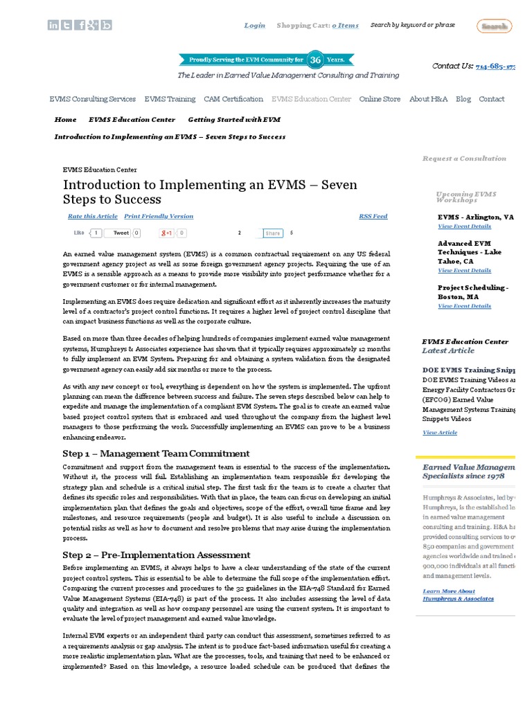 EVMS Education Center Introduction To Implementing An EVMS - Seven ...