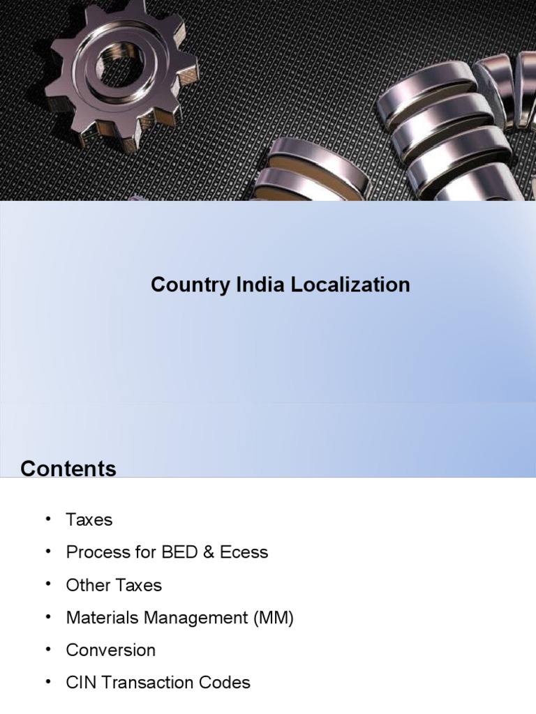 Country India Localization | PDF | Excise | Taxation