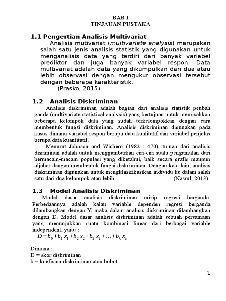Laporan 1 Analisis Diskriminan | PDF