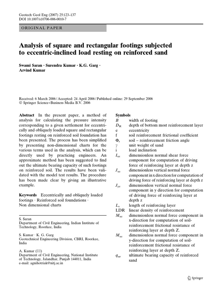 Analysis of Square and Rectangular Footings Subjected To Eccentric ...