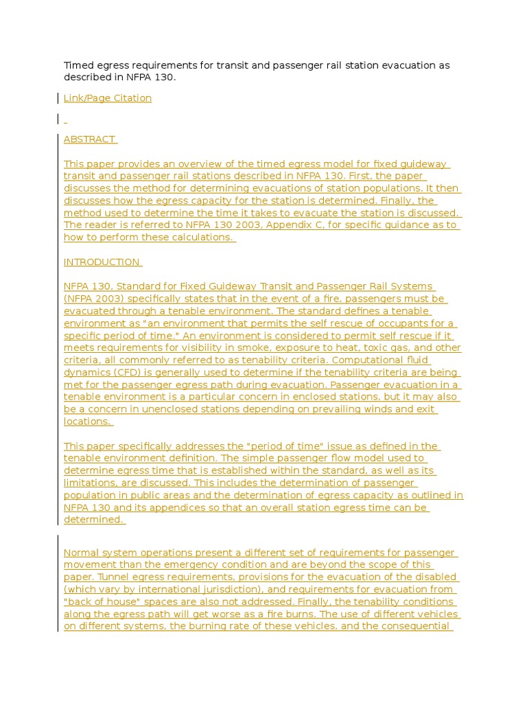 Timed Egress Requirements For Transit and Passenger Rail Station ...