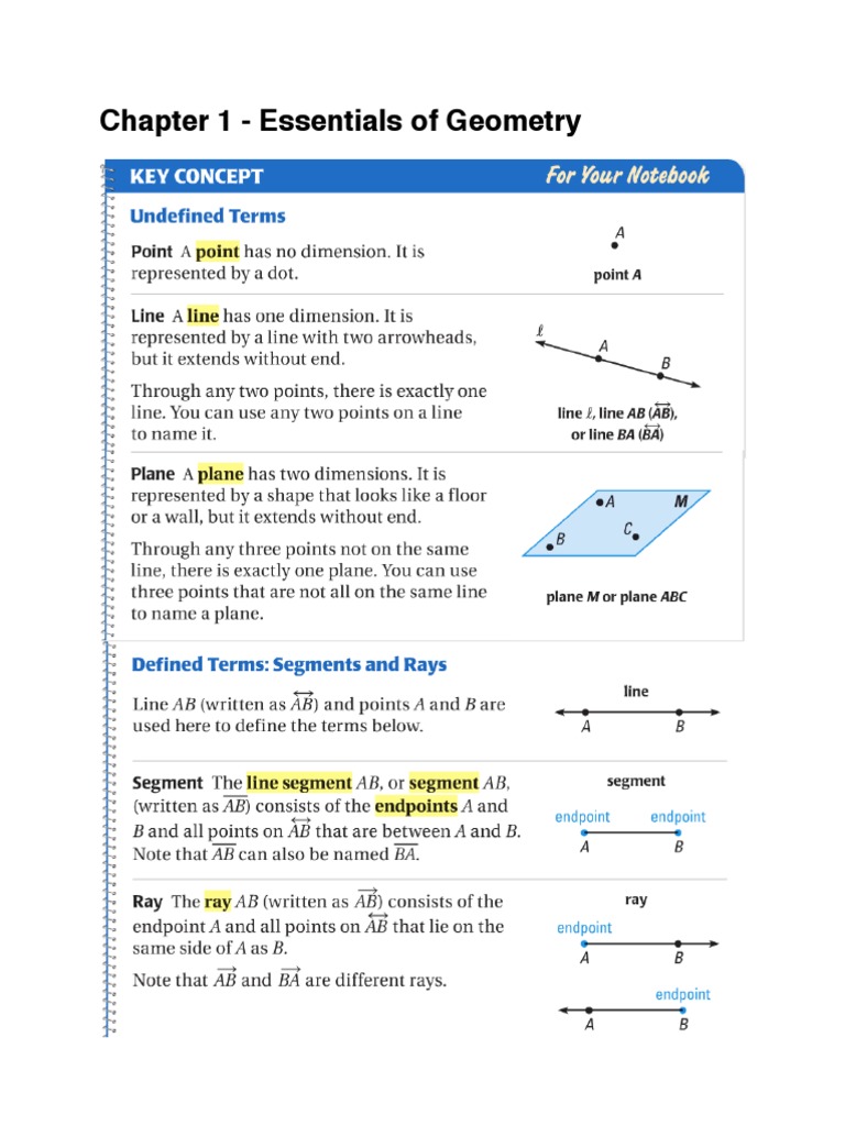 Geometry Essentials: Chapter 1 Overview | PDF