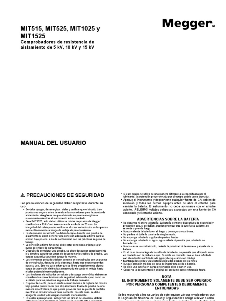 MIT515 MIT525 MIT1025 MIT1525 - Ug - Es LT - V03 PDF | PDF | Batería ...
