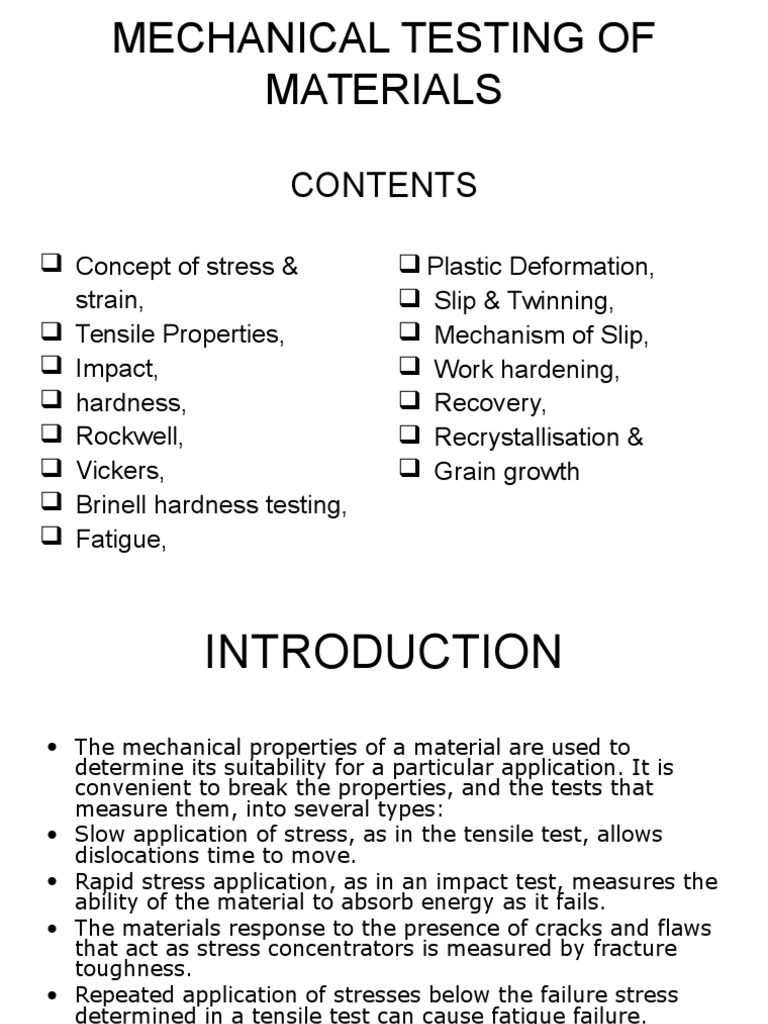 Mechanical Testing of Materials | PDF | Deformation (Engineering ...