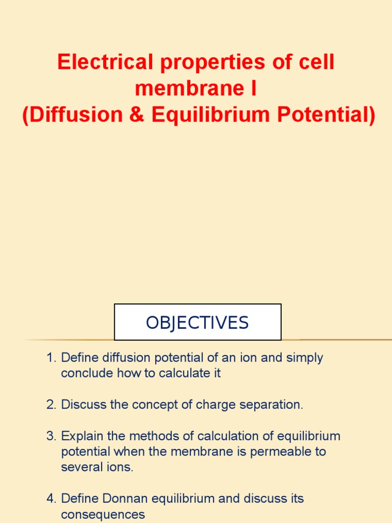 Electrical Properties of Cell Membrane | PDF | Membrane Potential | Ion ...