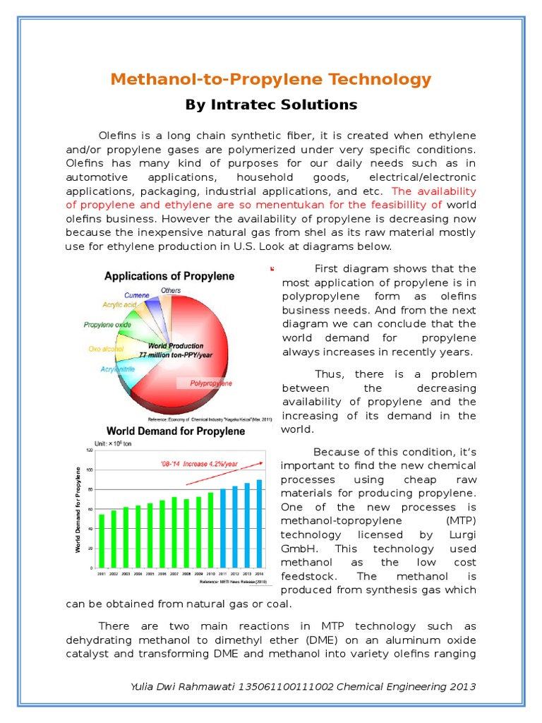 Methanol-to-Propylene Technology: by Intratec Solutions | PDF ...