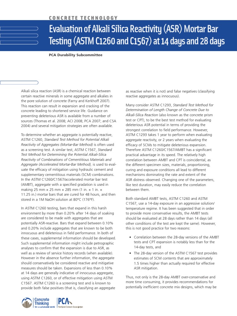 Is549 Evaluation of Alkali Silica Reactivity (Asr) Mortar Bar Testing ...
