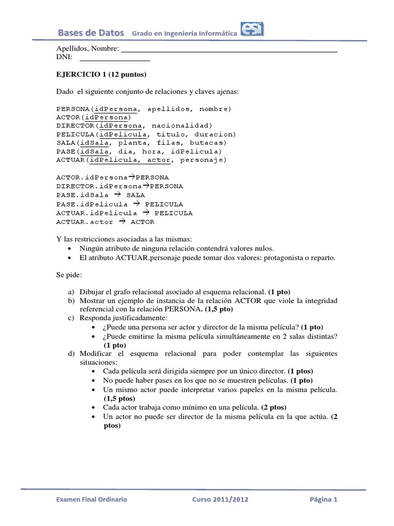 BD2 FinalOrdinario (RES) | PDF | Base de datos relacional | Bases de datos
